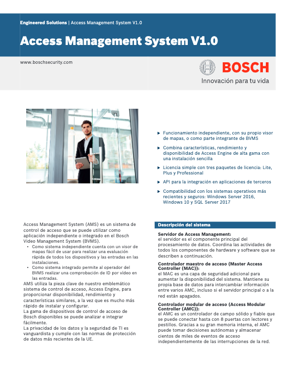 AMS_V1 - Ficha Técnica Bosch | IBD Global España mayorista CCTV y ...