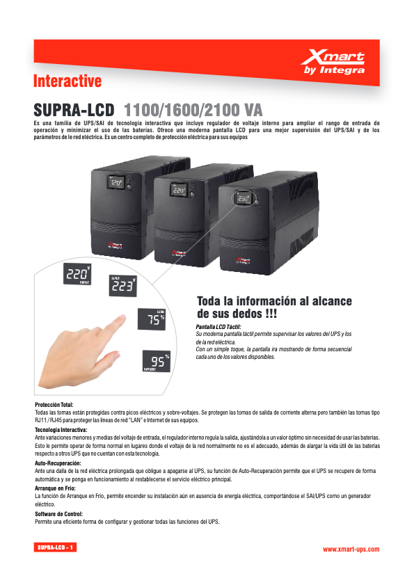 SAI-SUPRA-1100-1600-2100 - Ficha Técnica Xmart by Integra | IBD Global España mayorista CCTV y ...