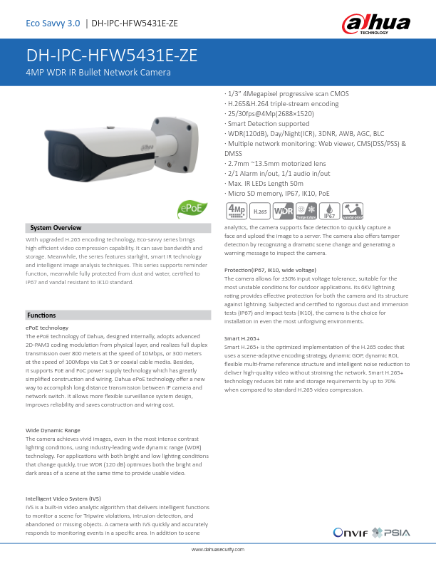 IPC-HFW5431E-ZE - Ficha Técnica Dahua | IBD Global España mayorista ...