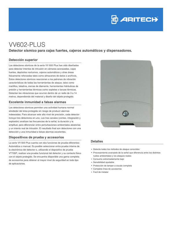 VV602-PLUS - Ficha Técnica Aritech | IBD Global España mayorista CCTV y distribuidor oficial ...
