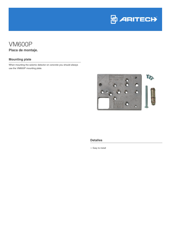 VM600P - Ficha Técnica Aritech | IBD Global España mayorista CCTV y ...