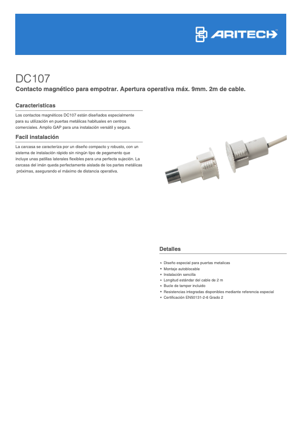 DC107 - Ficha Técnica Aritech | IBD Global España mayorista CCTV y ...