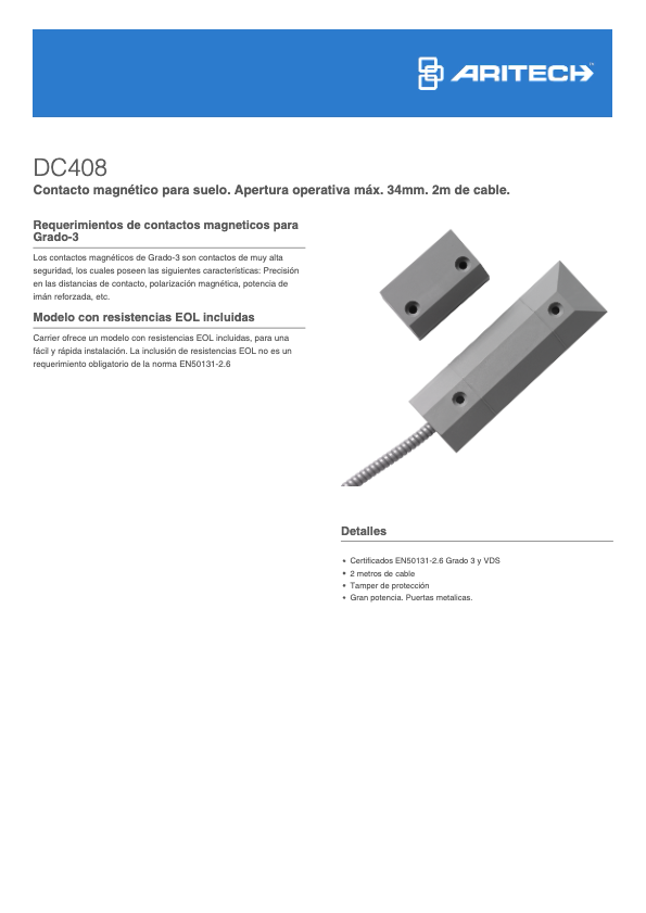 DC408 - Ficha Técnica Aritech | IBD Global España mayorista CCTV y ...