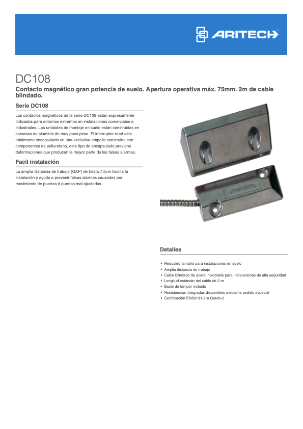 DC108 - Ficha Técnica Aritech | IBD Global España mayorista CCTV y ...
