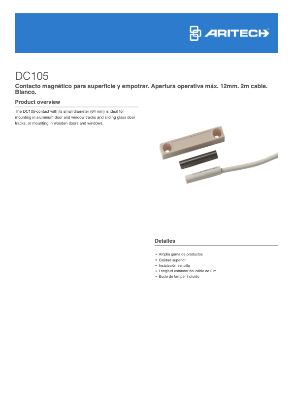 DC105 - Ficha Técnica Aritech | IBD Global España mayorista CCTV y ...