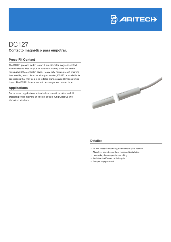 DC127 - Ficha Técnica Aritech | IBD Global España mayorista CCTV y distribuidor oficial Dahua ...