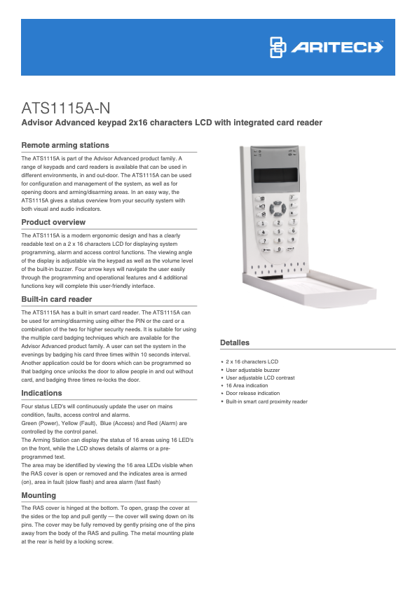 ATS1115A-N - Ficha Técnica Aritech | IBD Global España mayorista CCTV y distribuidor oficial ...