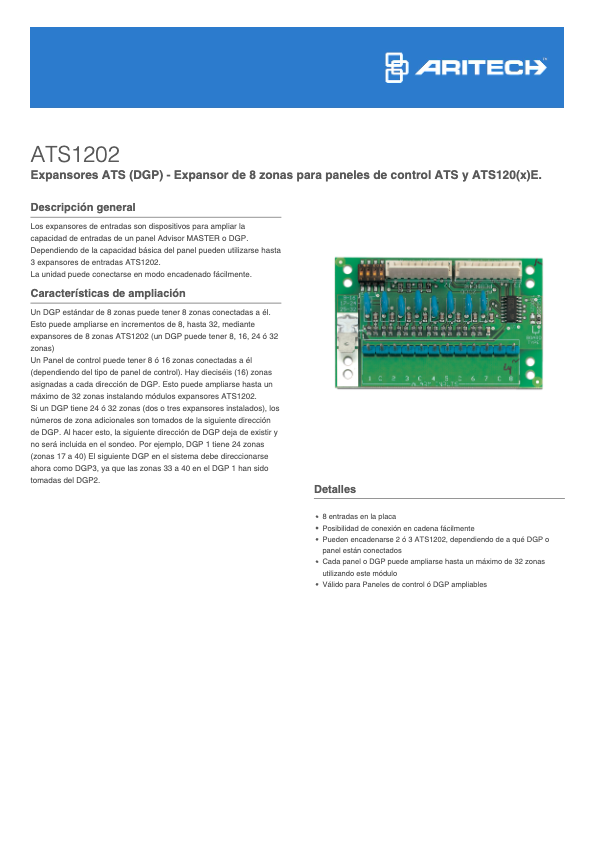 ATS1202 - Ficha Técnica Aritech | IBD Global España mayorista CCTV y ...