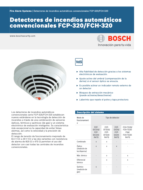 FCH-T320 - Ficha Técnica Bosch | IBD Global España mayorista CCTV y ...