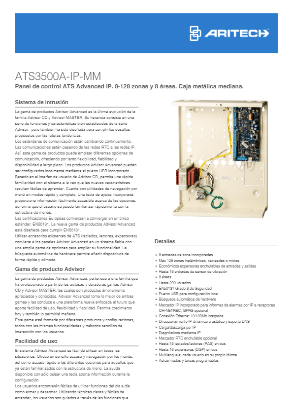 ATS3500A-IP-MM - Ficha Técnica Aritech | IBD Global España mayorista CCTV y distribuidor oficial ...