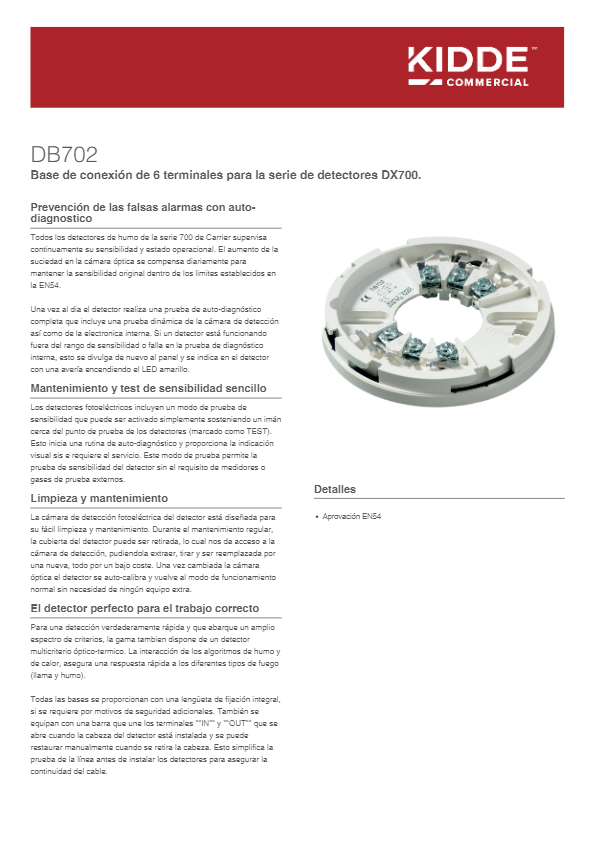 DB702 - Ficha Técnica Aritech Incendio | IBD Global España mayorista ...