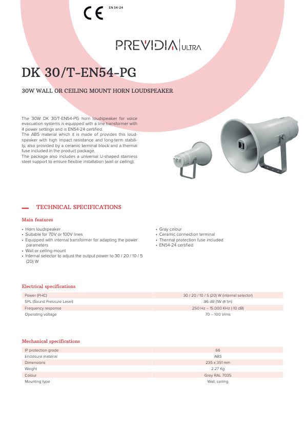 DK-30/T-EN54-PG - Ficha Técnica Inim | IBD Global España mayorista CCTV y distribuidor oficial ...