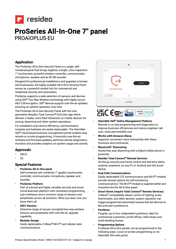 PROAIOPLUS-EU - Ficha Técnica Resideo | IBD Global España mayorista ...