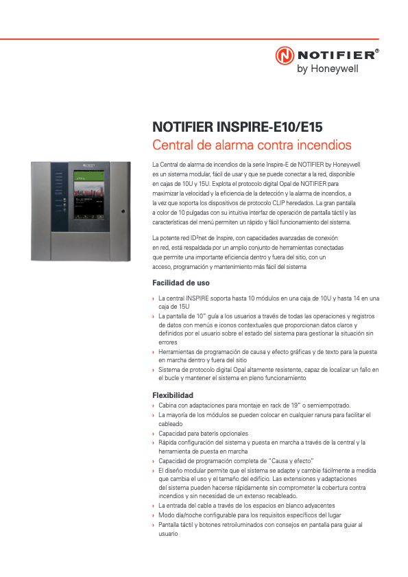 INSPIRE-E - Ficha Técnica Notifier | IBD Global España mayorista CCTV y ...