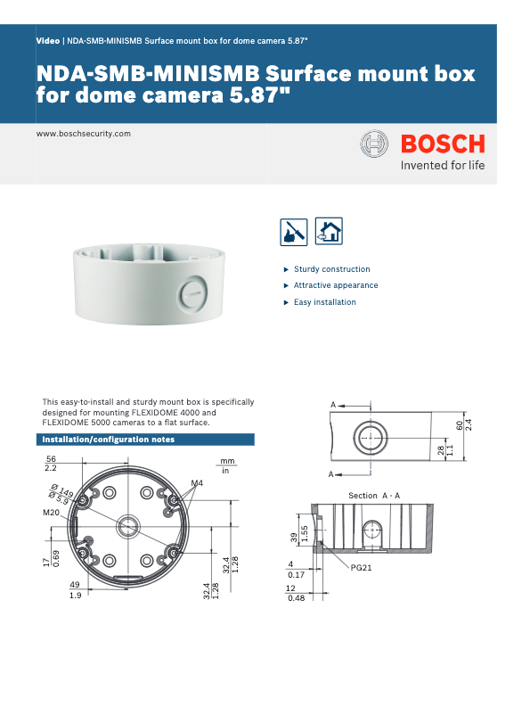 NDA-SMB-MINISMB - Ficha Técnica Bosch | IBD Global España mayorista CCTV y distribuidor oficial ...