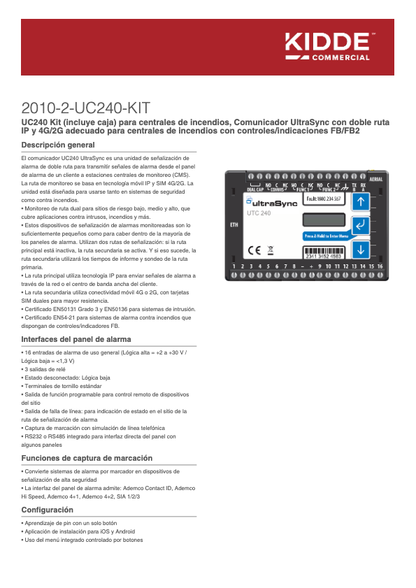 2010-2-UC240-KIT - Ficha Técnica KIDDE COMMERCIAL | IBD Global España ...