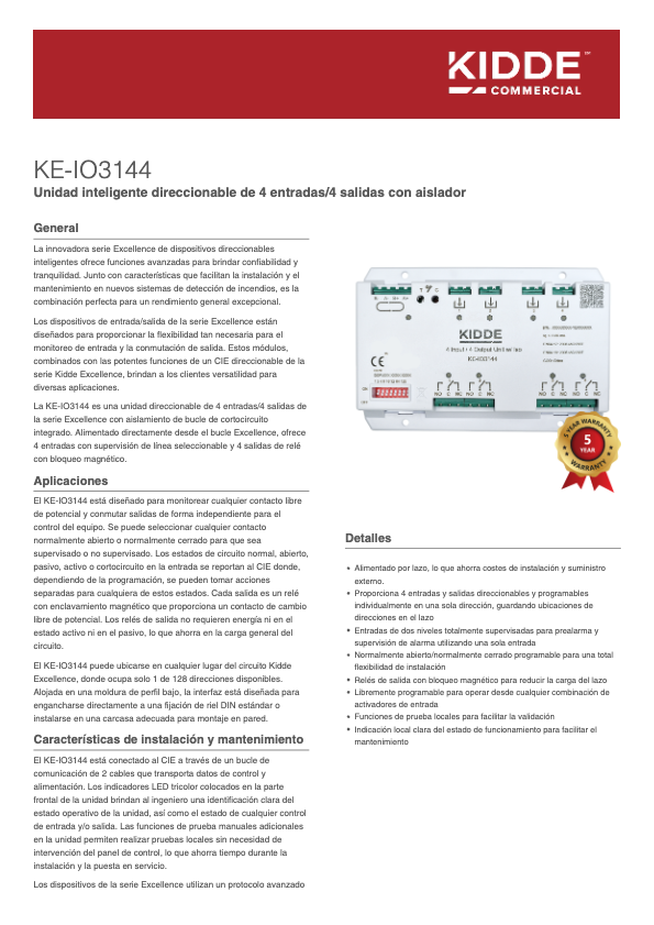 KE-IO3144 - Ficha Técnica KIDDE COMMERCIAL | IBD Global España mayorista CCTV y distribuidor ...