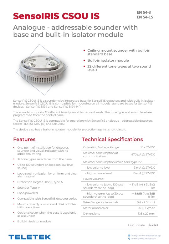 SensoIRIS-CSOU-IS - Ficha Técnica Teletek | IBD Global España mayorista CCTV y distribuidor ...