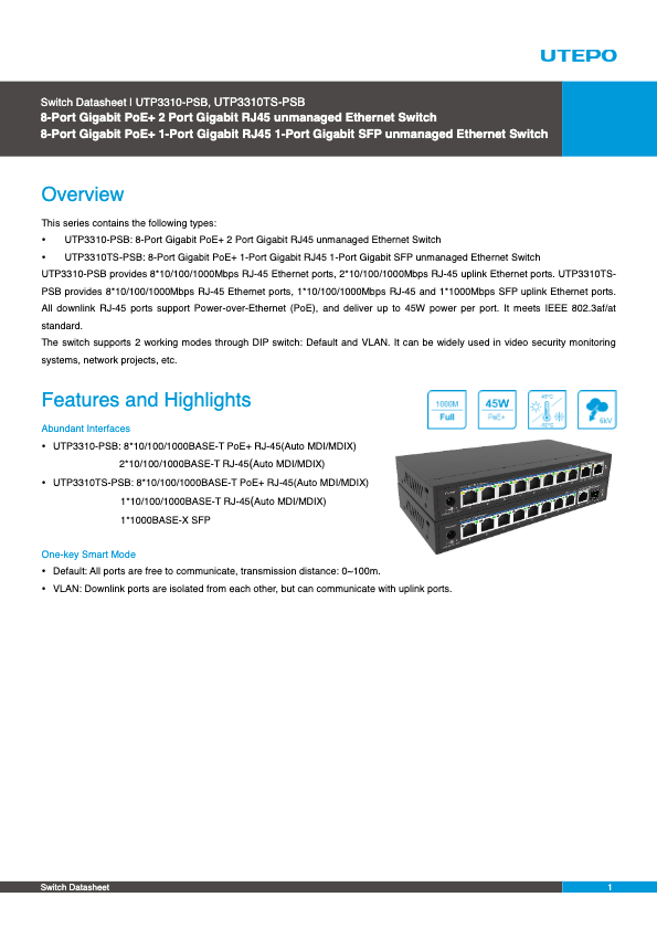 UTP3310TS-PSB - Ficha Técnica UTEPO | IBD Global España mayorista CCTV ...