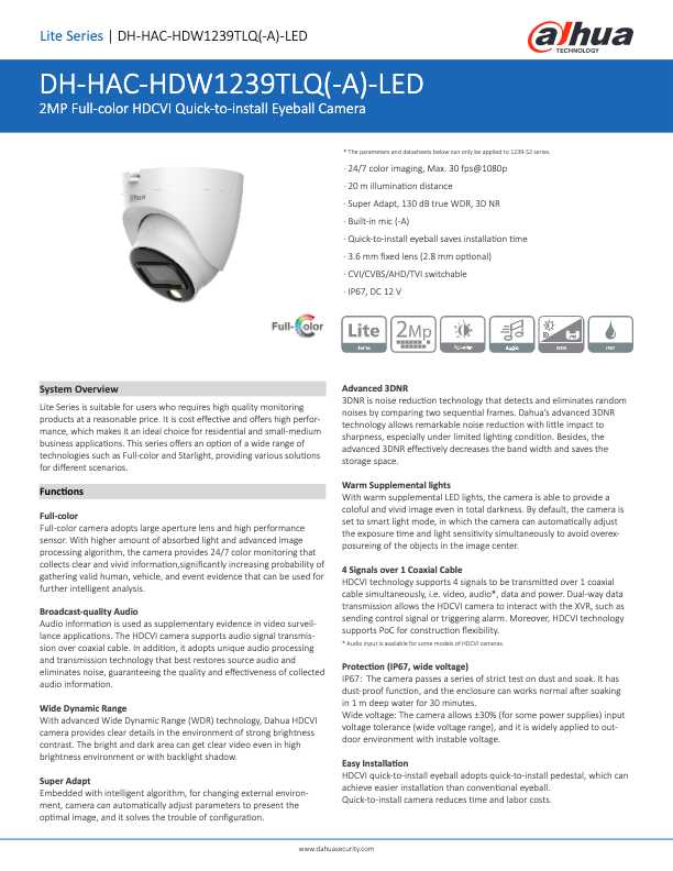 HAC-HDW1239TLQ-LED - Ficha Técnica Dahua | IBD Global España mayorista CCTV y distribuidor ...
