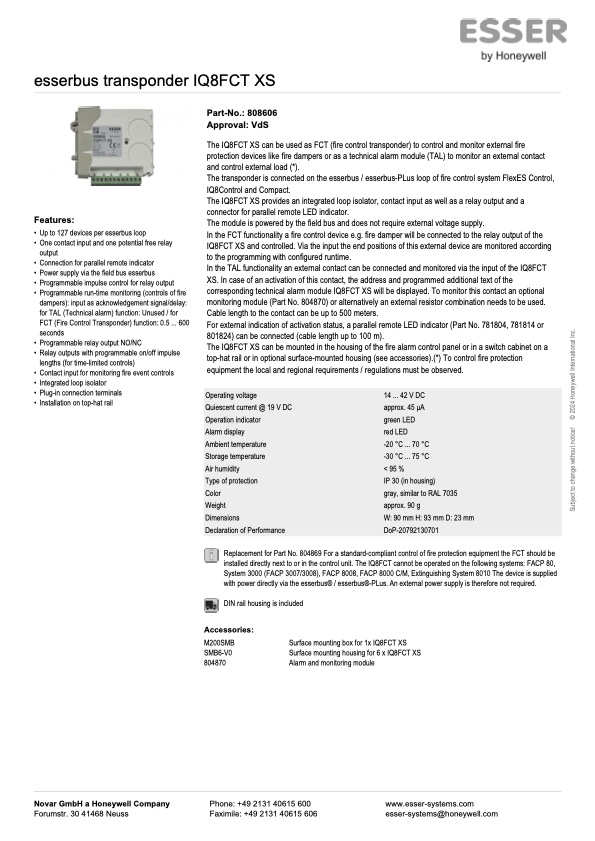 808606 - Ficha Técnica ESSER | IBD Global España mayorista CCTV y ...
