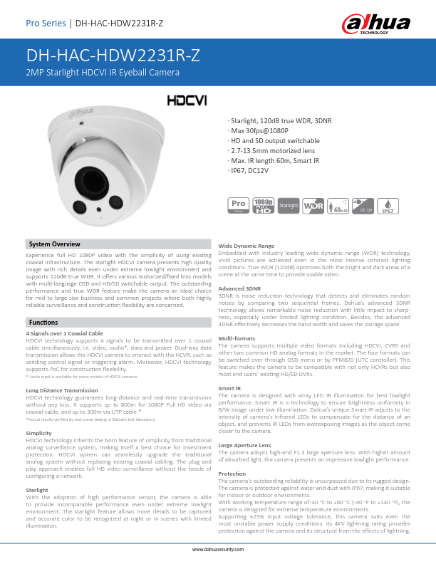 HAC-HDW2231R-Z-(B) - Ficha Técnica Dahua | IBD Global España mayorista CCTV y distribuidor ...