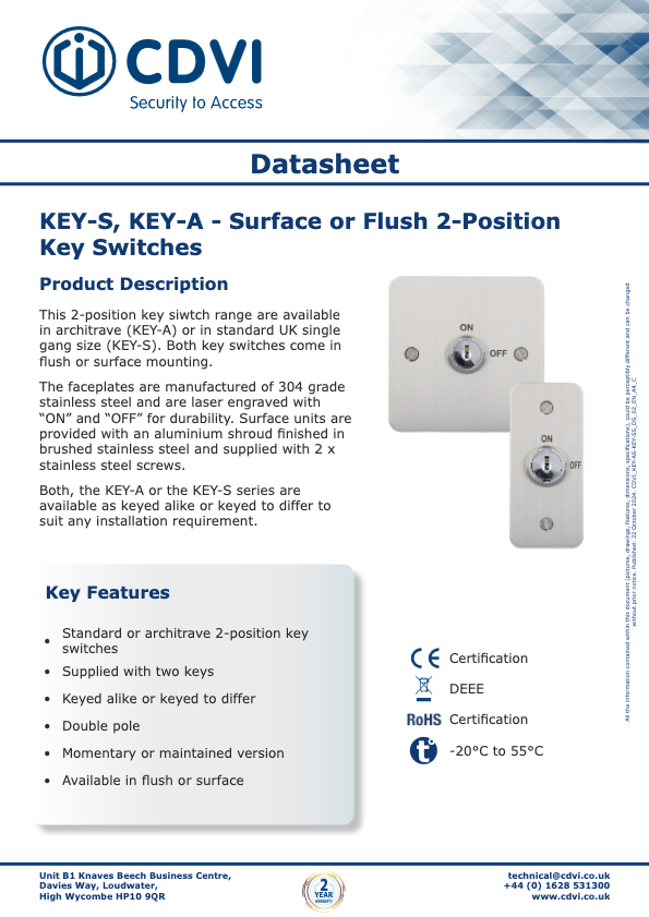 KEY-SSMAKA - Ficha Técnica CDVI | IBD Global España mayorista CCTV y ...
