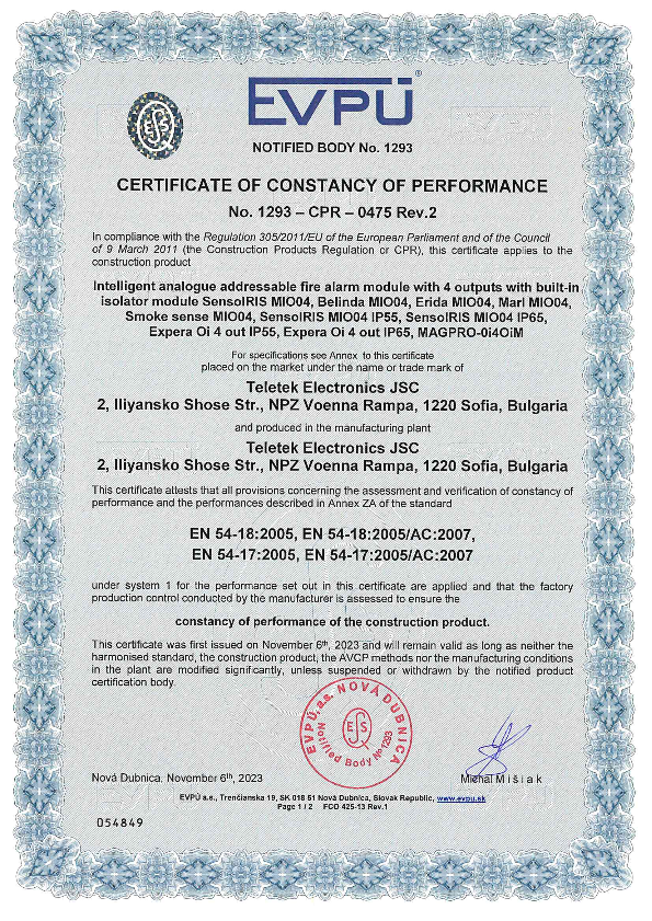 SensoIRIS-MIO04 - Certificado CPD/CPR | IBD Global España mayorista ...