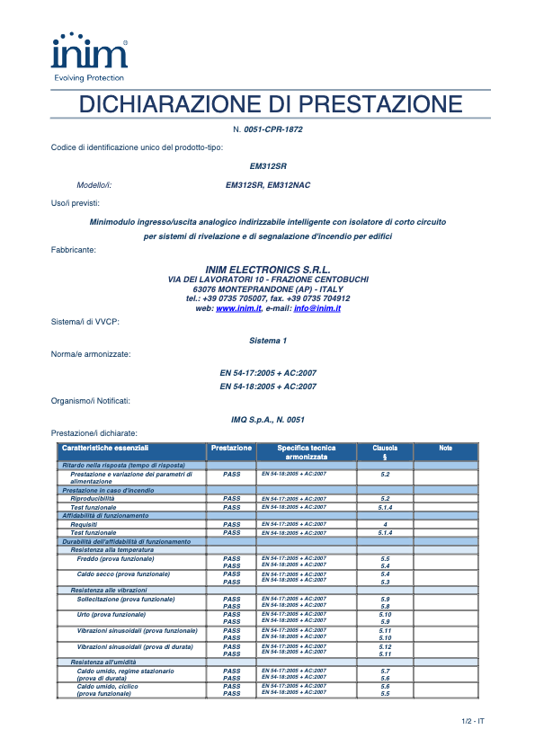 EM312SR - Certificado DoP | IBD Global España mayorista CCTV y distribuidor oficial Dahua España.