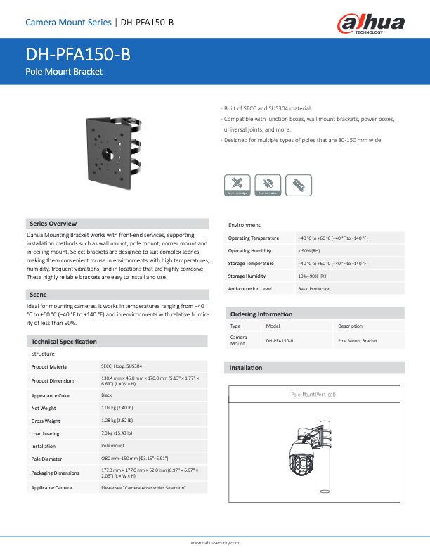 PFA150-B - Ficha Técnica Dahua | IBD Global España mayorista CCTV y ...