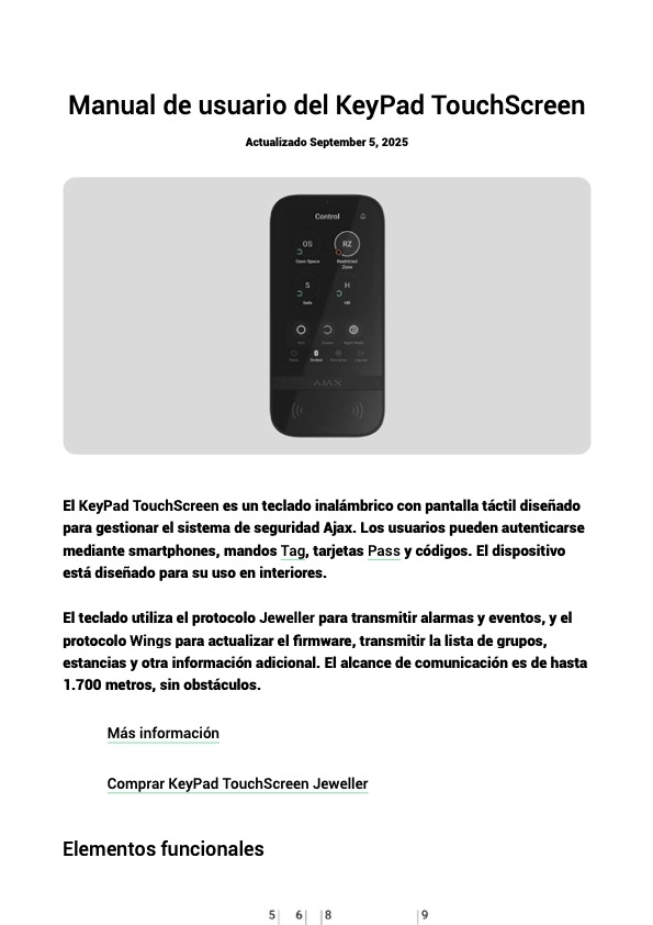 Ajax KeyPad TouchScreen - Manual Usuario | IBD Global España mayorista ...