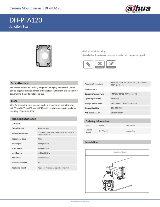 PFA120 - Ficha Técnica Dahua | IBD Global España mayorista CCTV y ...