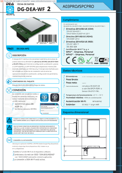 DG-DEA-WF2 - Ficha Técnica DEA Security | IBD Global España mayorista ...