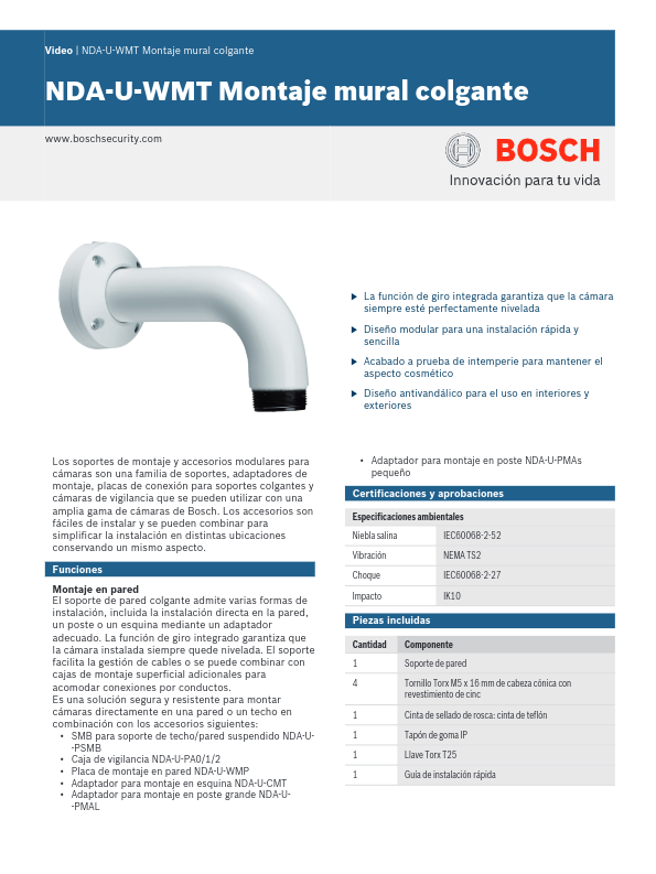 NDA-U-WMT - Ficha Técnica Bosch | IBD Global España mayorista CCTV y ...