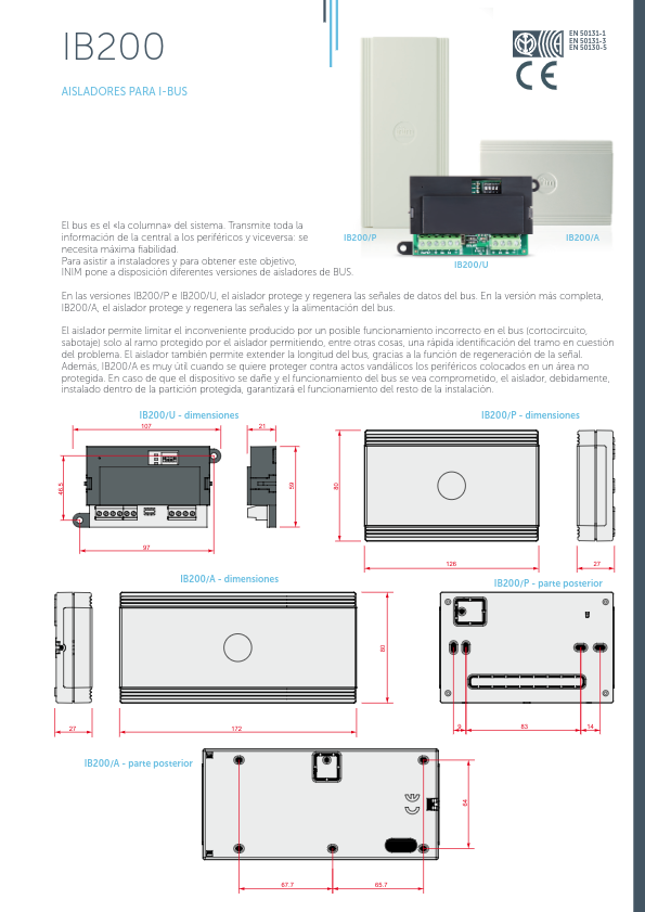 IB200/A - Ficha Técnica Inim | IBD Global España mayorista CCTV y ...