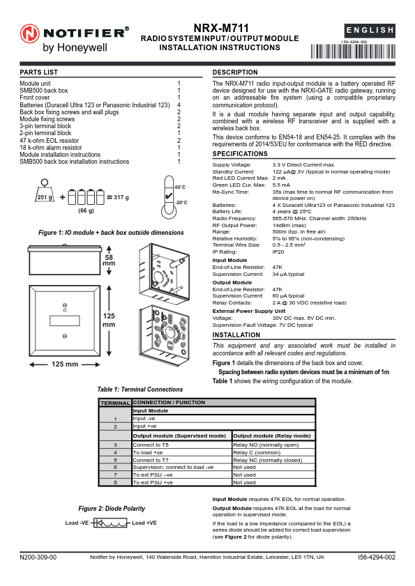 NRX-M711 - Ficha Técnica Notifier | IBD Global España mayorista CCTV y distribuidor oficial ...