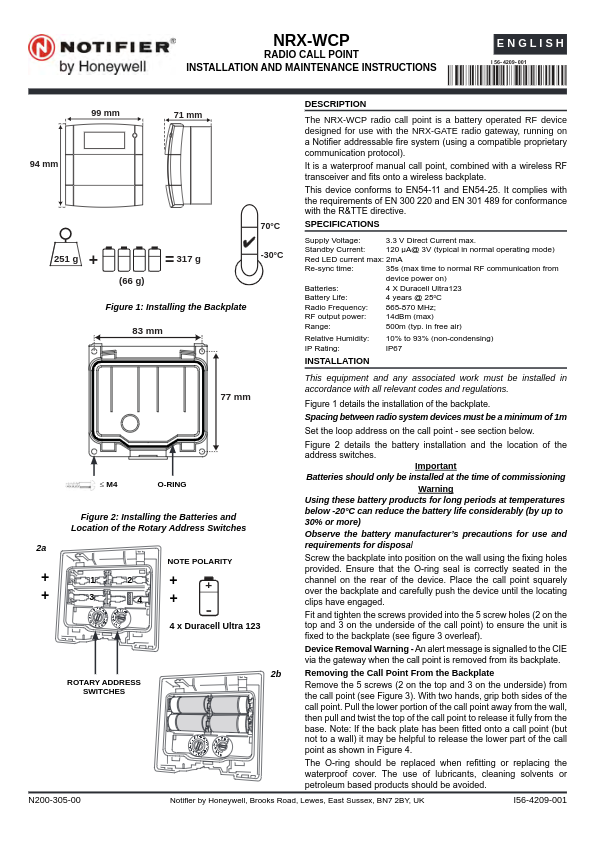 NRX-WCP - Ficha Técnica Notifier | IBD Global España mayorista CCTV y distribuidor oficial Dahua ...
