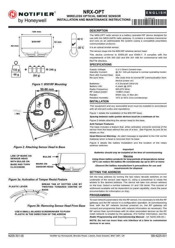 NRX-OPT - Ficha Técnica Notifier | IBD Global España mayorista CCTV y distribuidor oficial Dahua ...