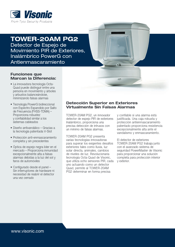 TOWER-20AM-PG2 - Ficha Técnica Visonic | IBD Global España mayorista CCTV y distribuidor oficial ...