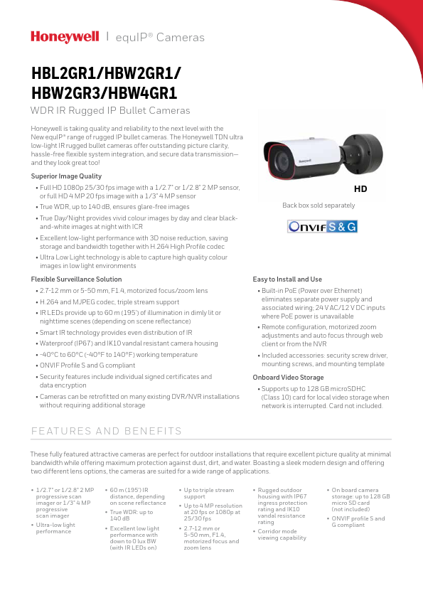 HBW2GR3 - Ficha Técnica Honeywell | IBD Global España mayorista CCTV y ...