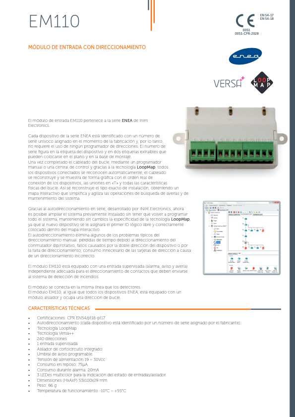 EM110 - Ficha Técnica Inim | IBD Global España mayorista CCTV y ...