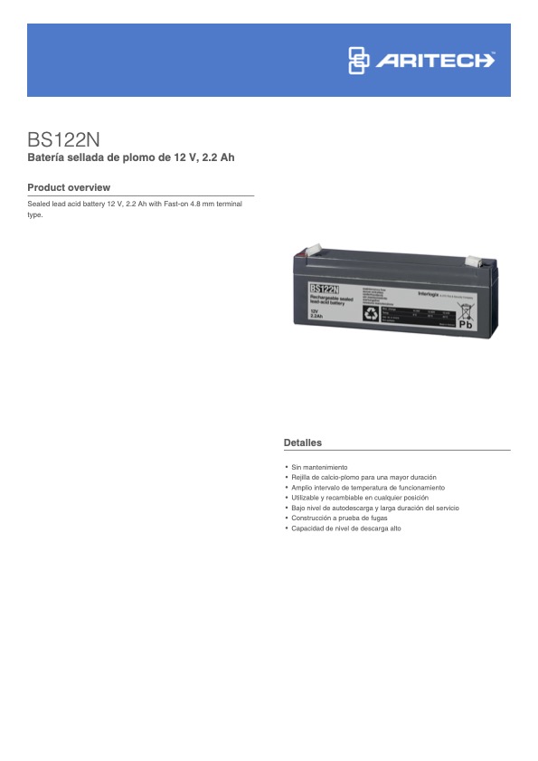 BS122N - Ficha Técnica Kilsen | IBD Global España mayorista CCTV y distribuidor oficial Dahua ...
