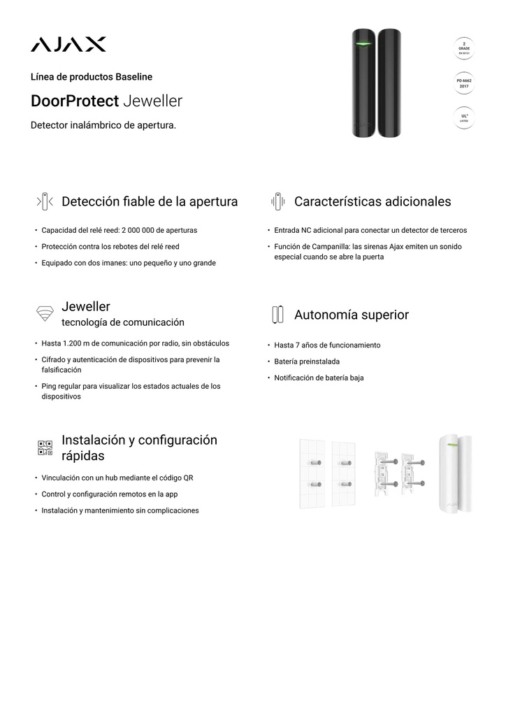 Ajax DoorProtect Jeweller - Ficha Técnica AJAX | IBD Global España ...