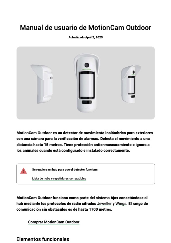 Ajax MotionCam Outdoor Jeweller - Manual Usuario | IBD Global España ...
