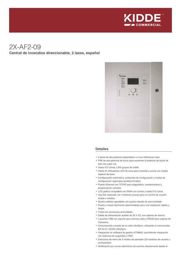 2X-AF2-09 - Ficha Técnica KIDDE COMMERCIAL | IBD Global España ...