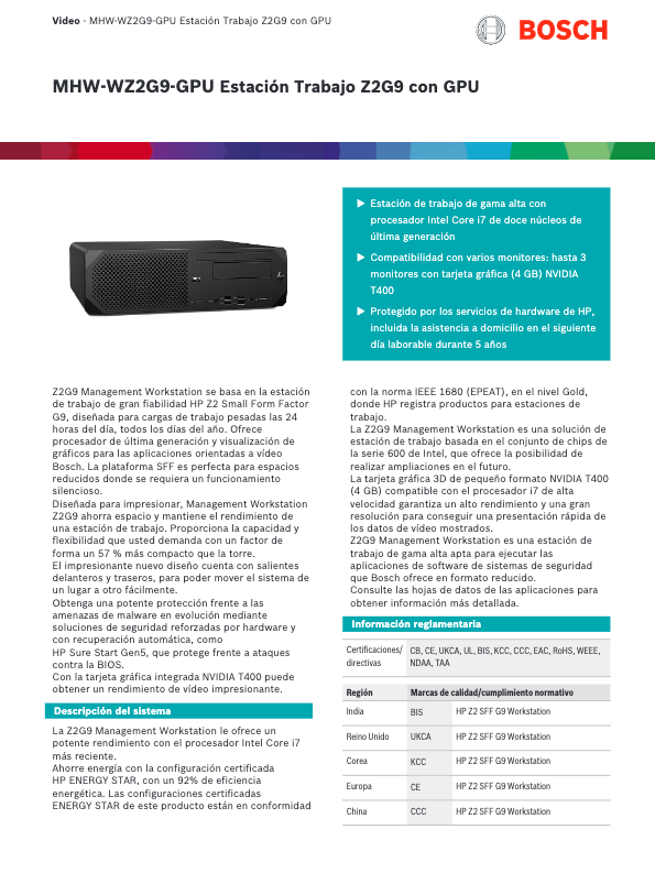 MHW-WZ2G9-GPU - Ficha Técnica Bosch | IBD Global España mayorista CCTV ...