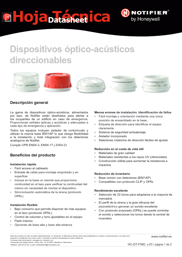 WSS-PC-I02 - Ficha Técnica Notifier | IBD Global España mayorista CCTV ...