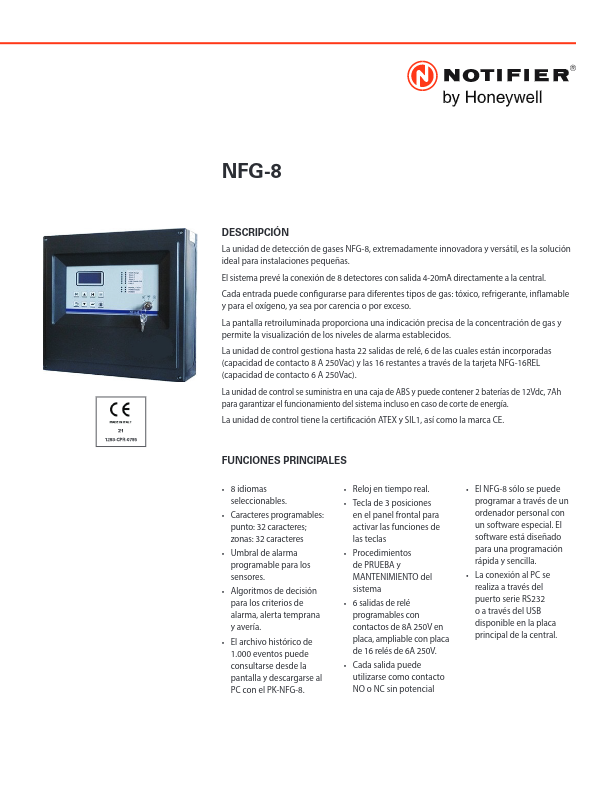 NFG-8 - Ficha Técnica Notifier | IBD Global España mayorista CCTV y ...