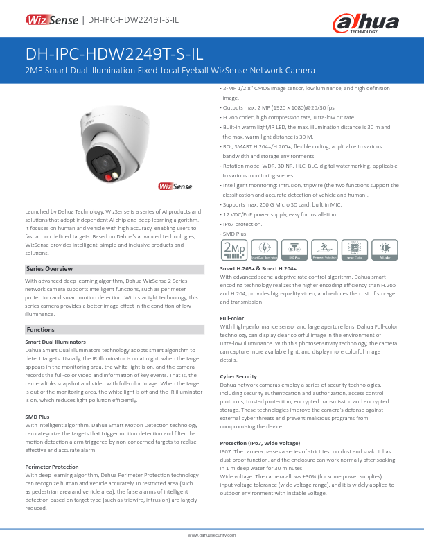 IPC-HDW2249T-S-IL - Ficha Técnica Dahua | IBD Global España mayorista CCTV y distribuidor ...