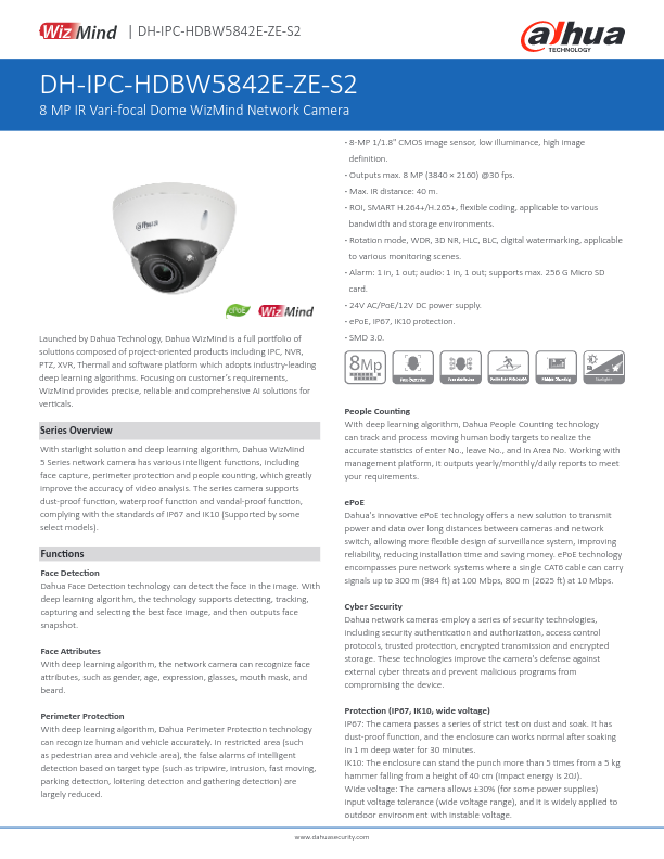 IPC-HDBW5842E-ZE-S2 - Ficha Técnica Dahua | IBD Global España mayorista ...